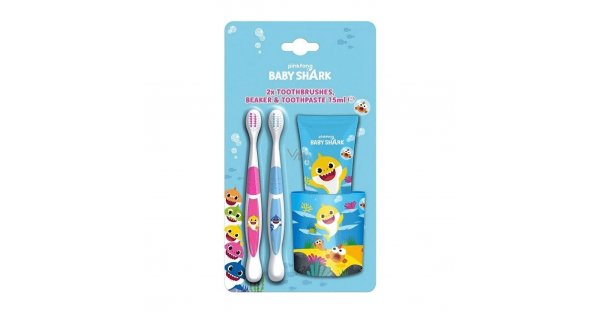 PinkFong Baby Shark 2* Toothbrushes, Beaker and Toothpaste 75ml